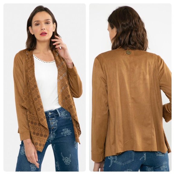 American Rag | Jackets & Coats | American Rag Browntan Suede Floral ...